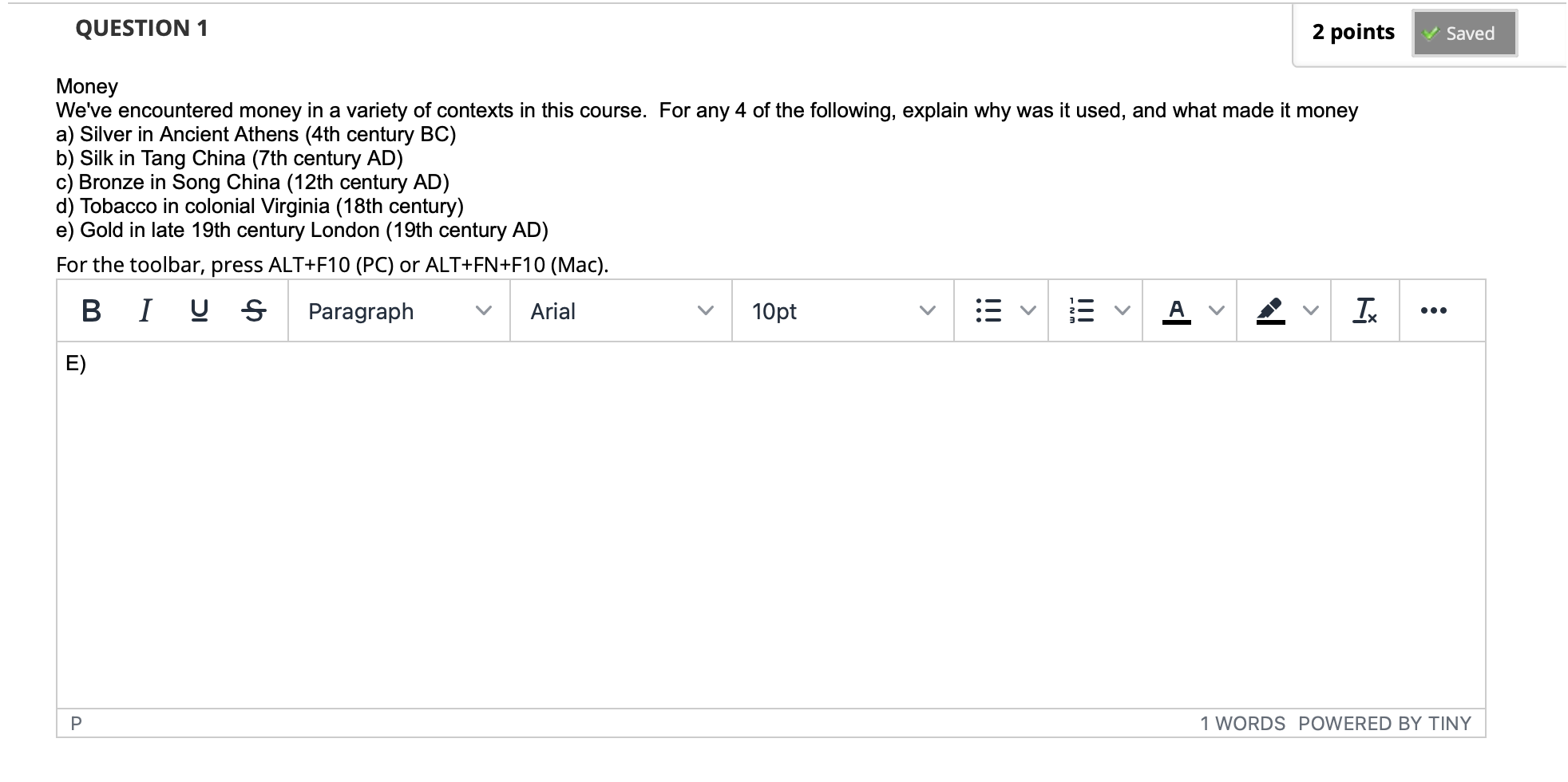Solved QUESTION 12 ﻿pointsMoneyWe've encountered money in a | Chegg.com