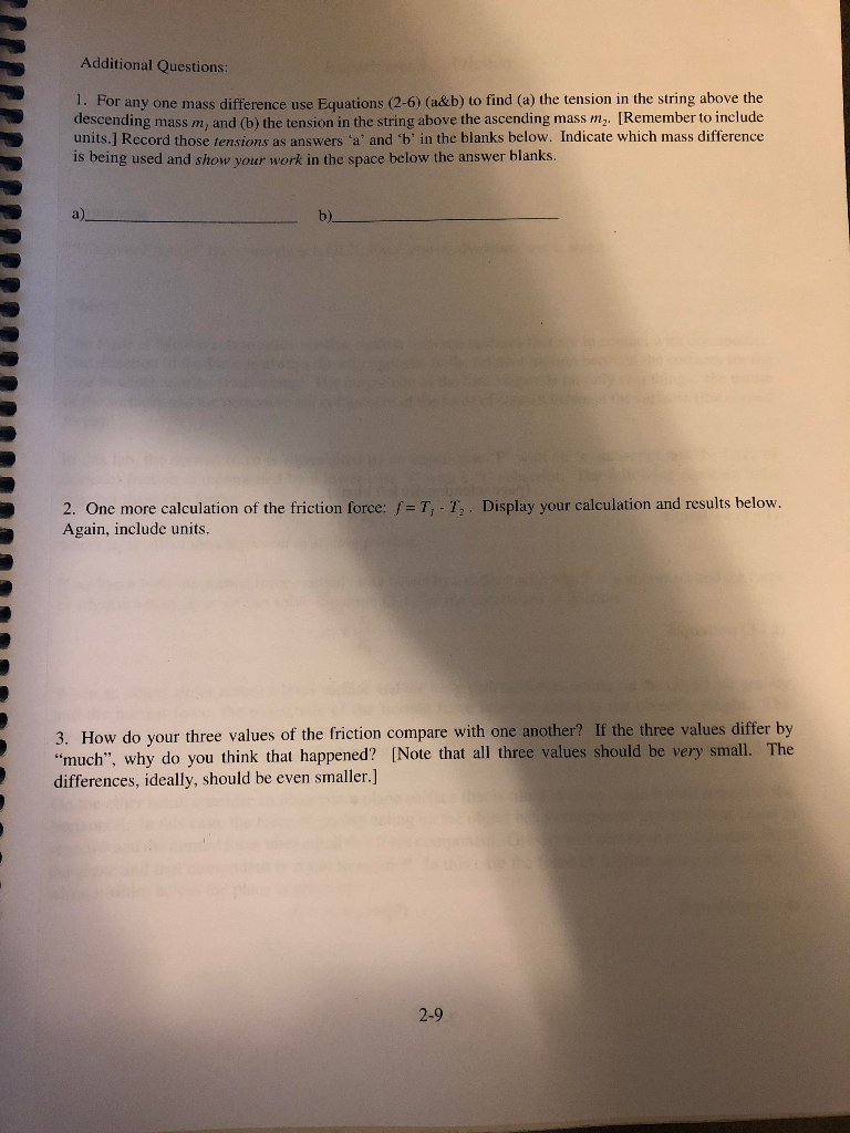 Additional Questions: For any one mass difference use | Chegg.com