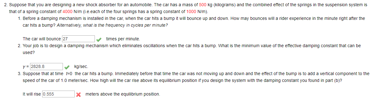 Solved 2. Suppose that you are designing a new shock | Chegg.com