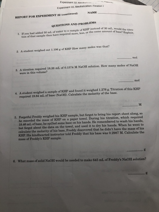 Solved REPORT FOR EXPERIMENT 22 INSTRUCTOR | Chegg.com