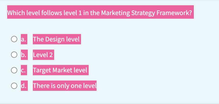 Solved Which level follows level 1 ﻿in the Marketing | Chegg.com