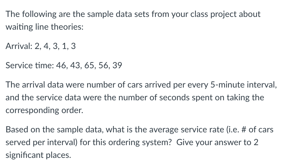Solved The following are the sample data sets from your | Chegg.com