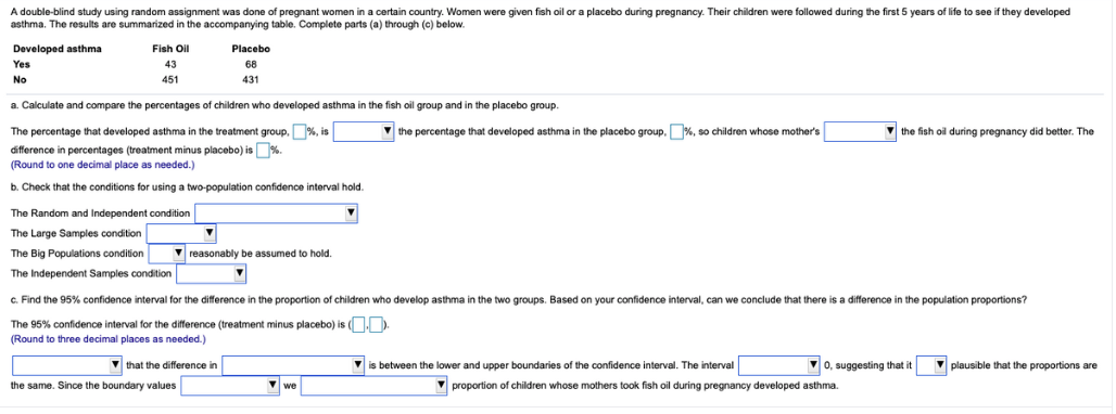 Solved A double-blind study using random assignment was done | Chegg.com