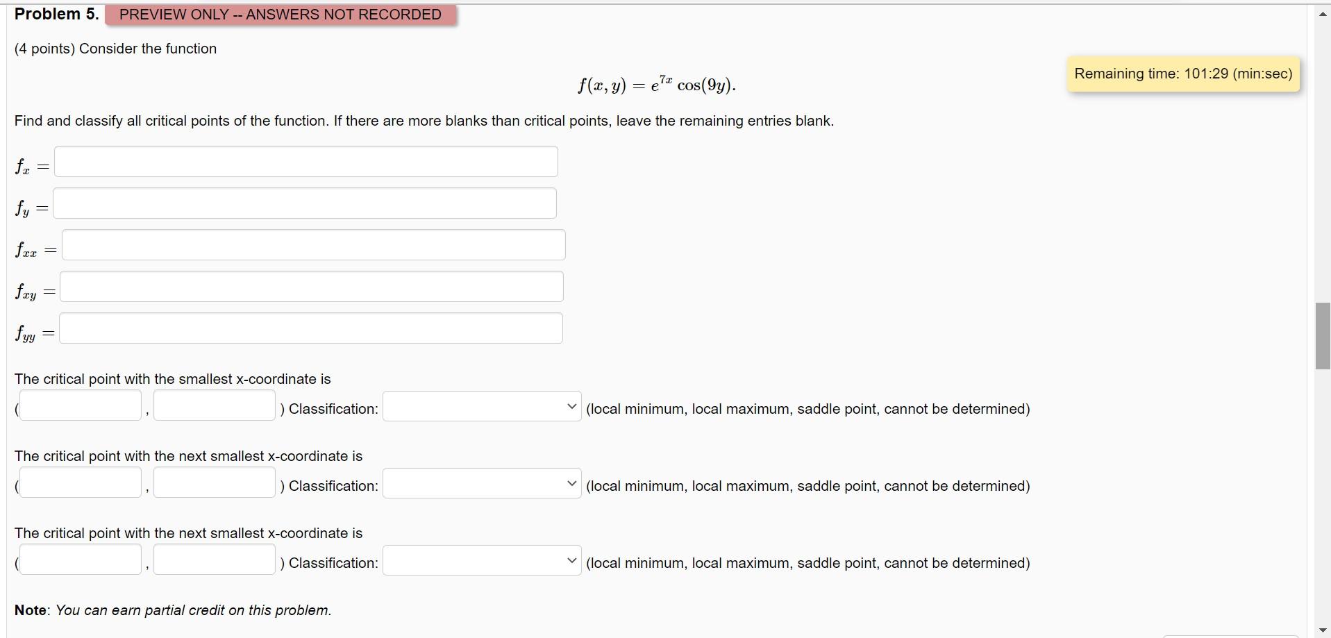 Solved Problem 5. PREVIEW ONLY -- ANSWERS NOT RECORDED (4 | Chegg.com