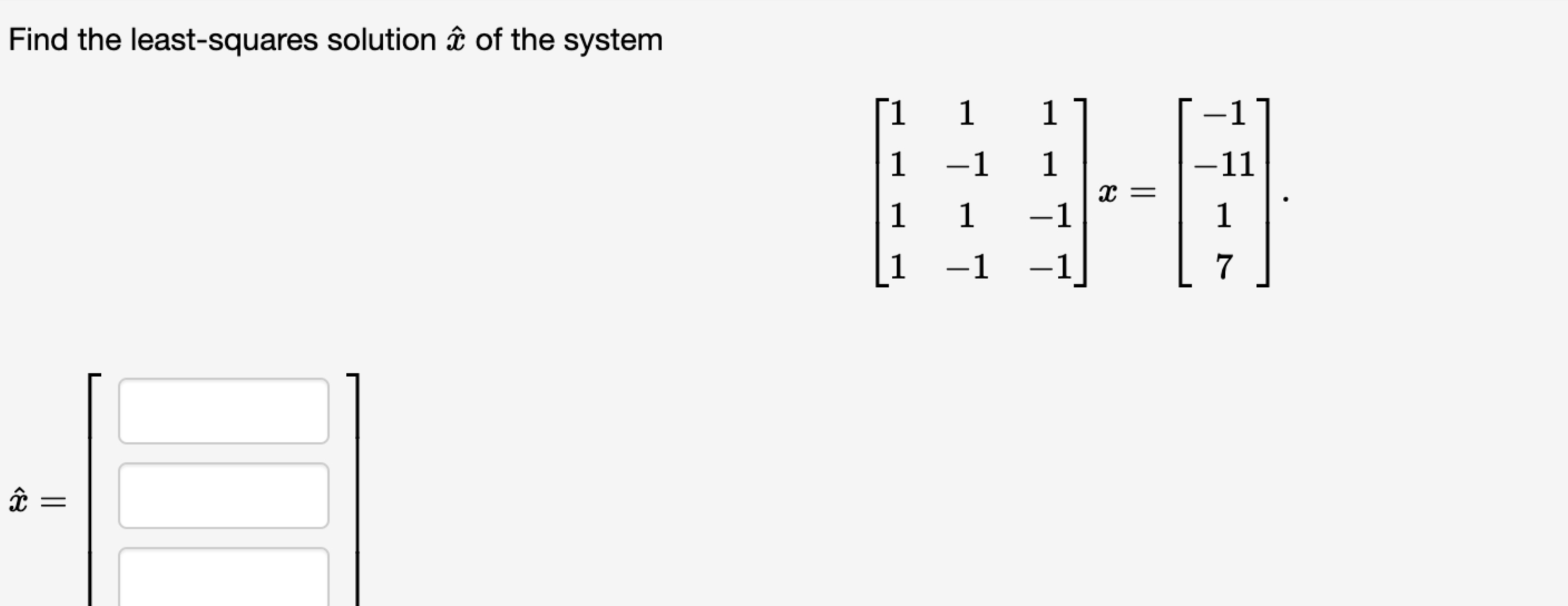 Solved Find the least-squares solution hat(x) ﻿of the | Chegg.com