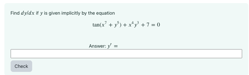 Solved Find dydx ﻿if y ﻿is given implicitly by the | Chegg.com