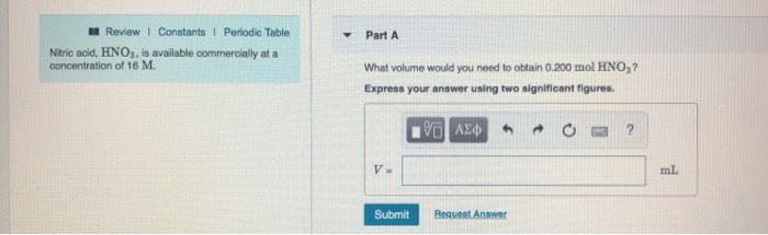 Solved ㎜ Review 1 Constants Periodic Table Part A Nitric | Chegg.com