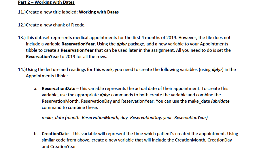 Solved 11.)Create a new title labeled: Working with Dates | Chegg.com
