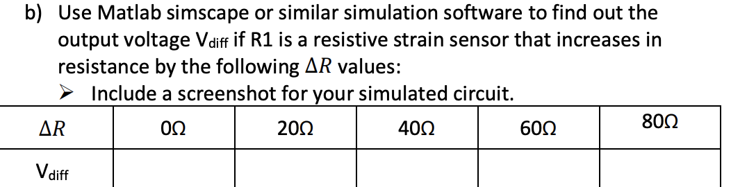 Solved Figure 1: Wheatstone bridge circuitb) Use Matlab | Chegg.com