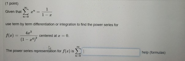 Solved (1 point) Given that Σ Given that α ", the 10 use | Chegg.com