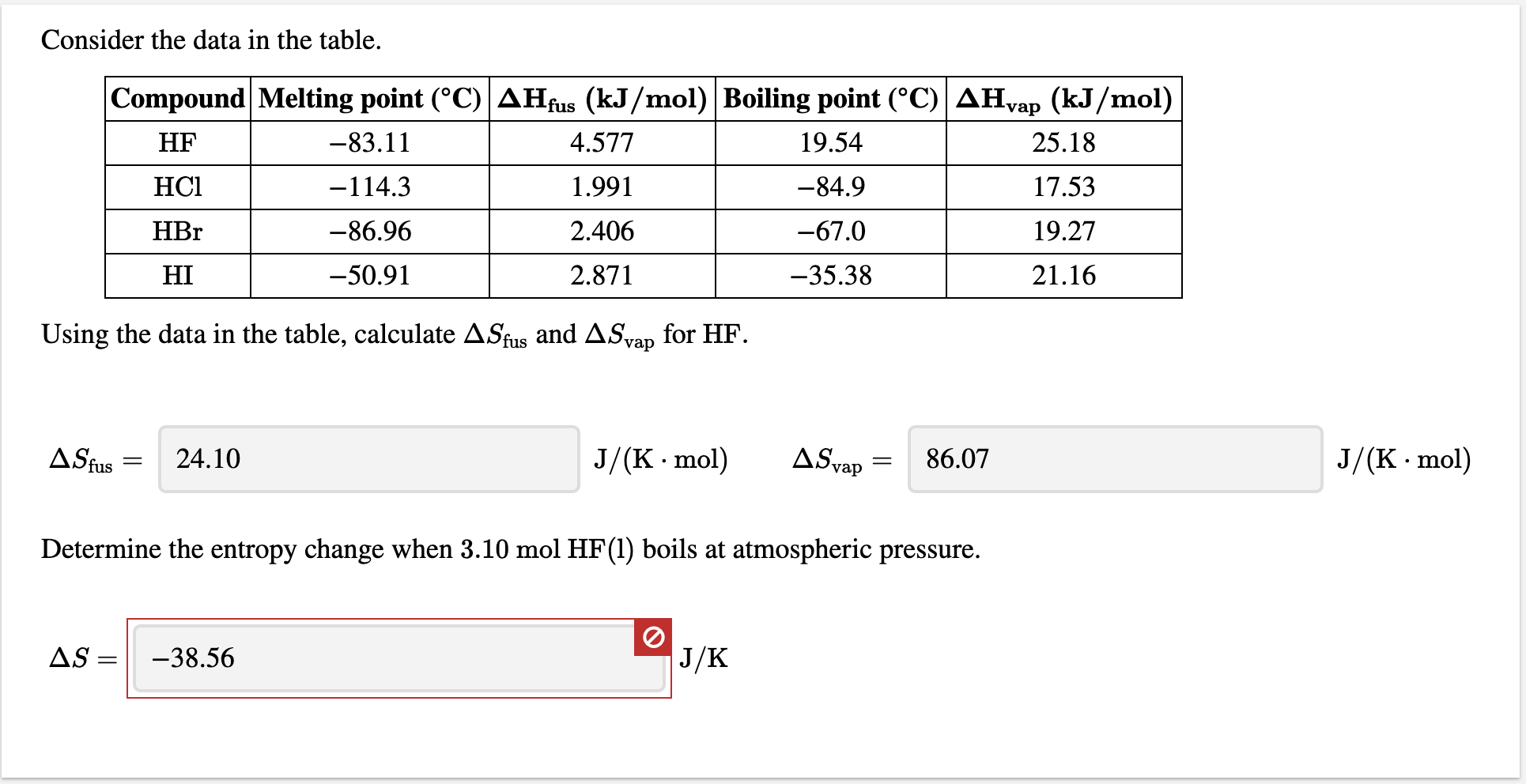 Solved Consider the data in the table. L Compound Melting | Chegg.com