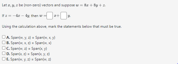 Solved Let x,y,z ﻿be (non-zero) ﻿vectors and suppose | Chegg.com