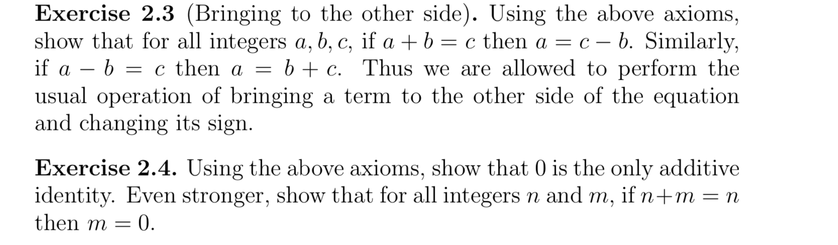 Solved 2.1. Axioms about addition. The integers form an | Chegg.com