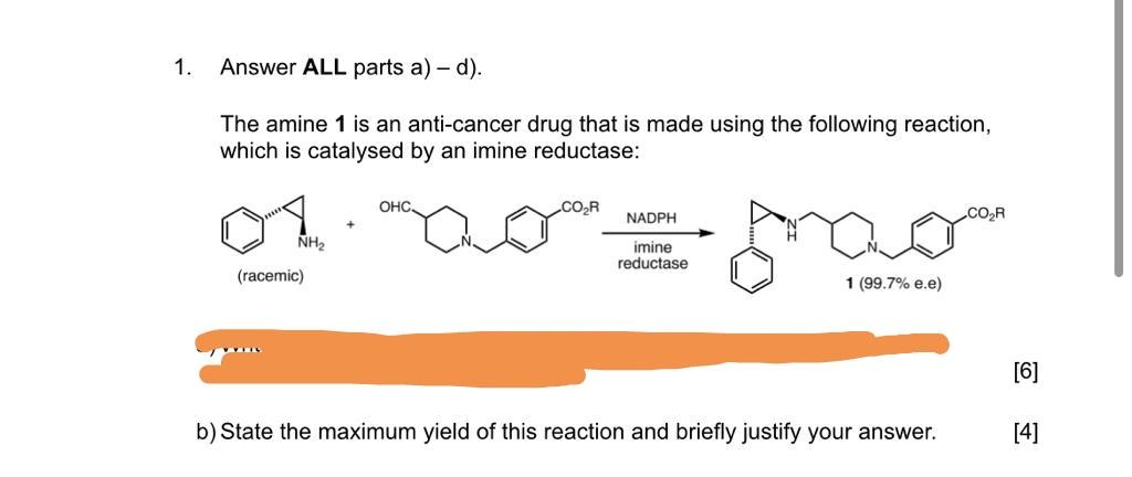 Solved Answer ALL parts a) - d). The amine 1 is an | Chegg.com
