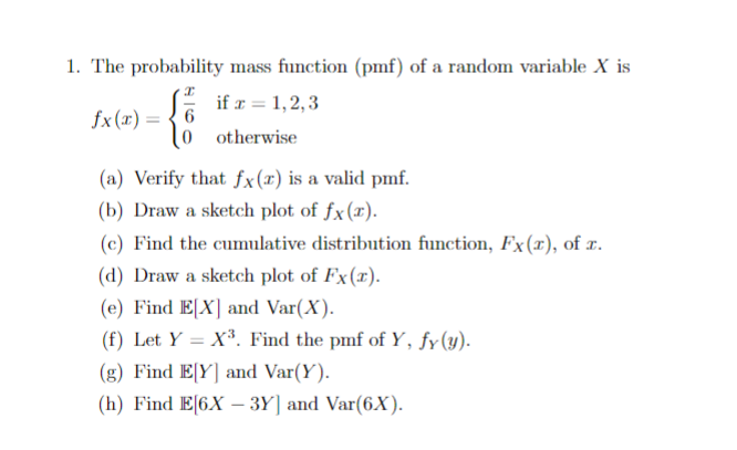 Solved 1. The probability mass function (pmf) of a random | Chegg.com