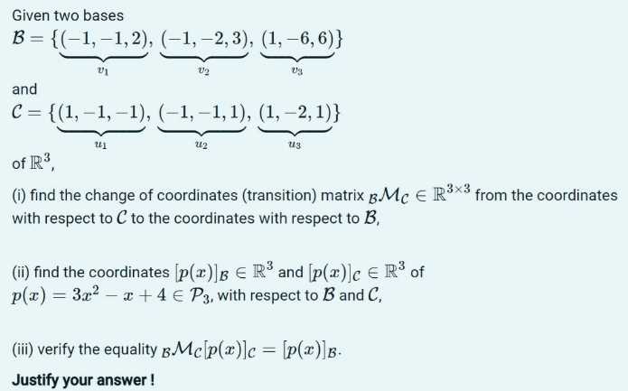 Solved Given two bases | Chegg.com