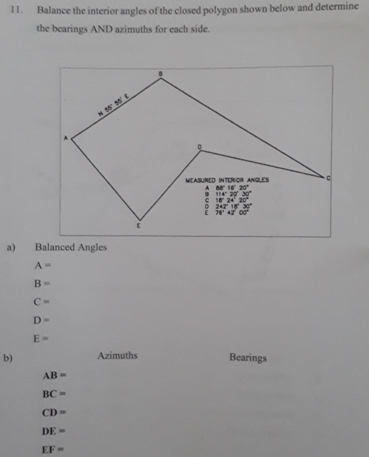 Solved Balance the interior angles of the closed polygon | Chegg.com