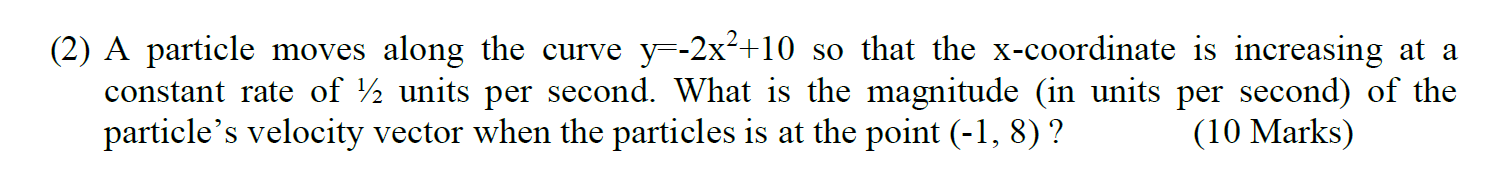 Solved (2) A particle moves along the curve \\( y=-2 | Chegg.com
