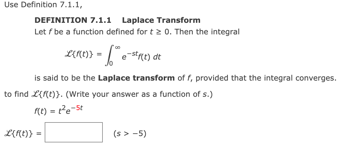 Solved Use Definition 7 1 1 Definition 7 1 1 Laplace