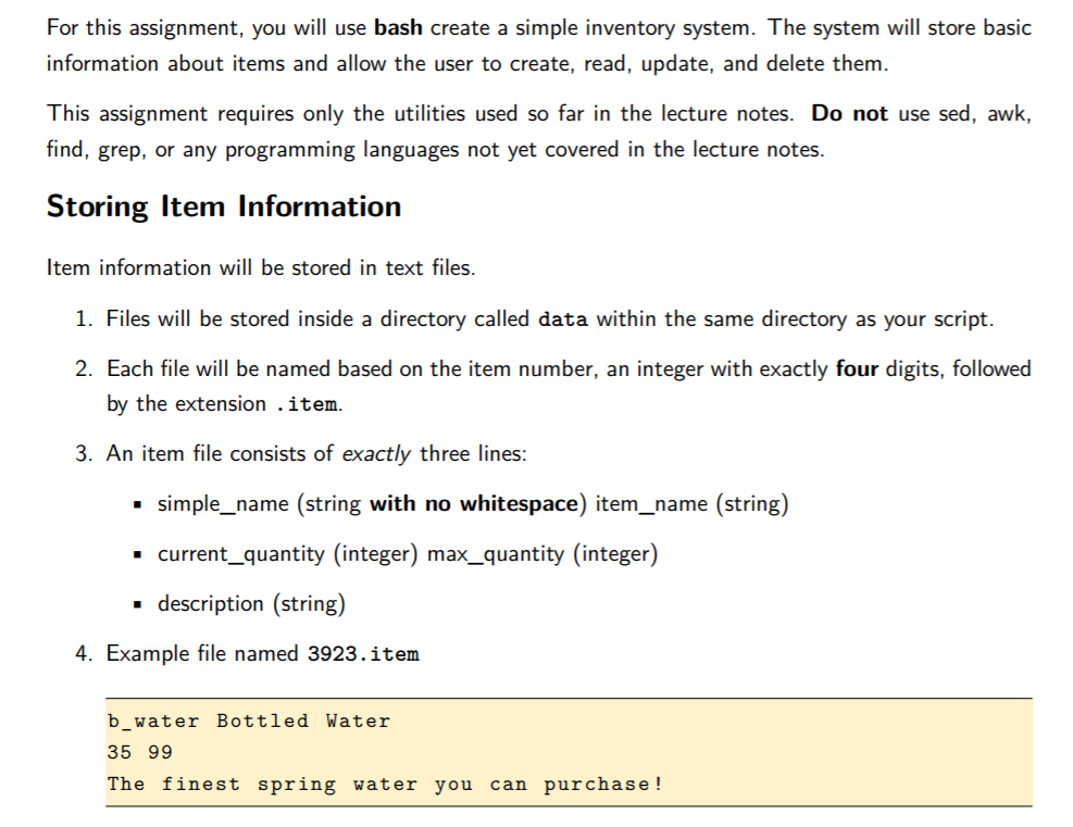 For this assignment, you will use bash create a | Chegg.com