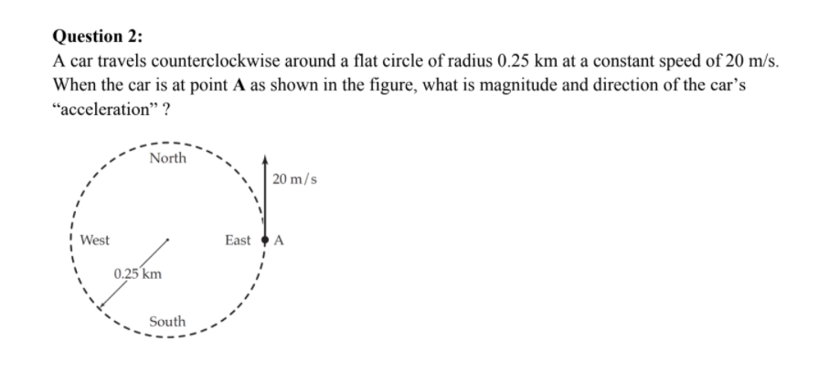 Solved Question 2: A car travels counterclockwise around a | Chegg.com