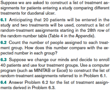 Suppose we are asked to construct a list of treatment | Chegg.com