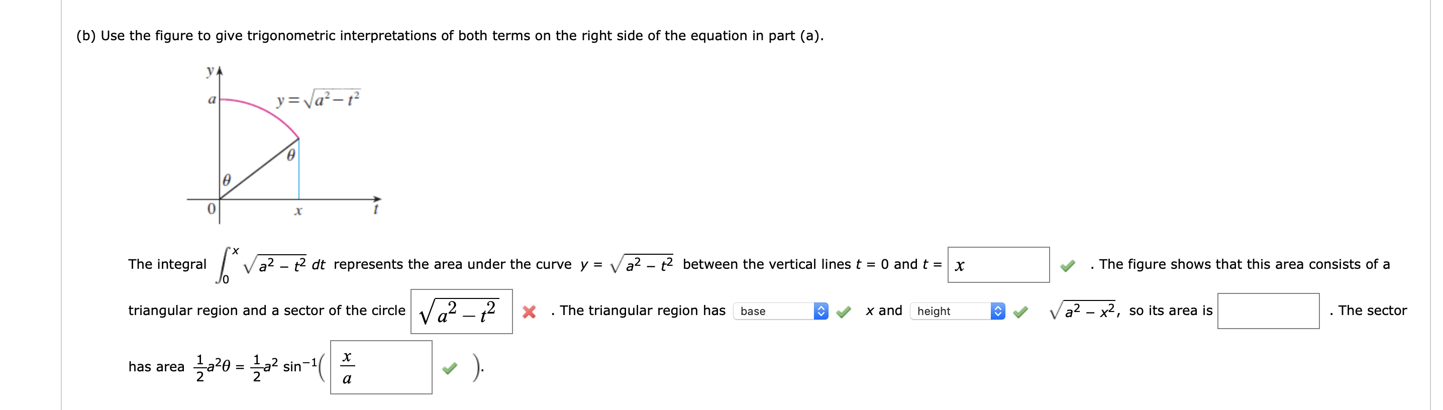 Solved (b) Use the figure to give trigonometric | Chegg.com