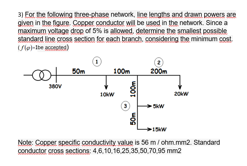 3) For the following three-phase network, line | Chegg.com