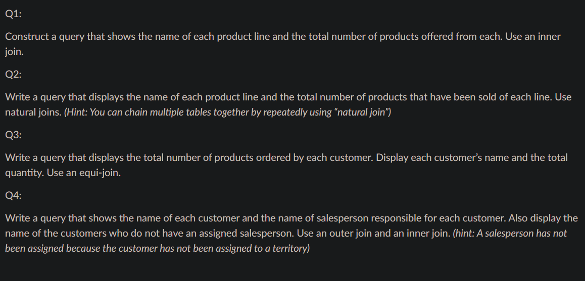 Solved Q1: Construct a query that shows the name of each | Chegg.com