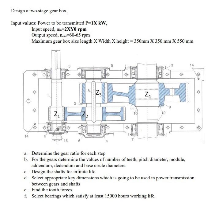 Solved Design a two stage gear box, Input values: Power to | Chegg.com