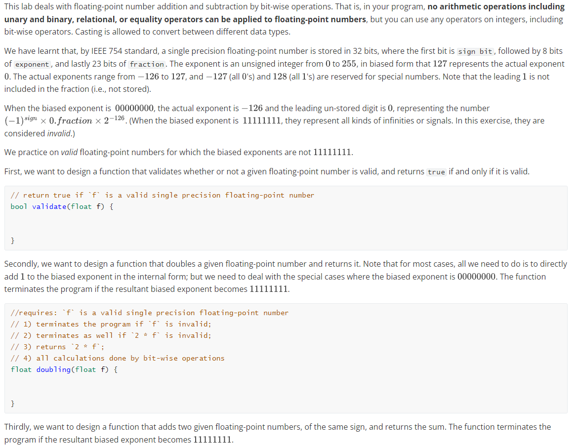 Solved This lab deals with floating-point number addition | Chegg.com
