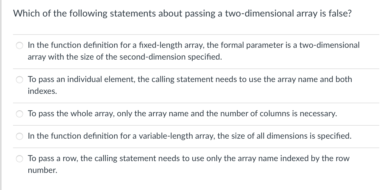 Solved Vhich Of The Following Statements About Passing A
