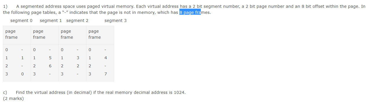 Solved 1) A segmented address space uses paged virtual | Chegg.com