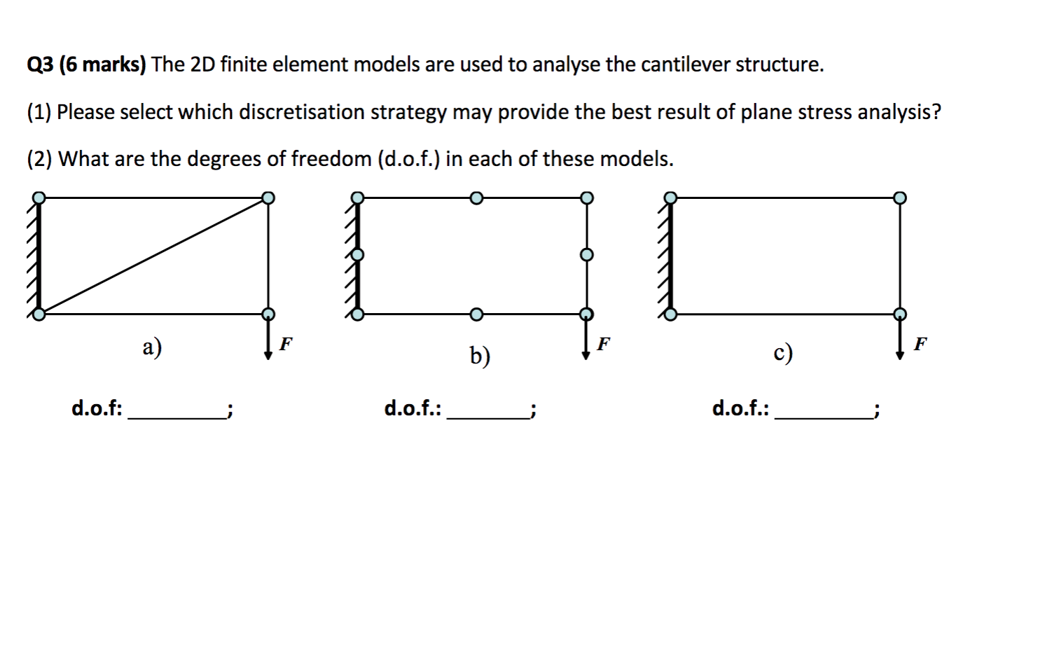 Solved Q3 6 Marks The 2d Finite Element Models Are Used To