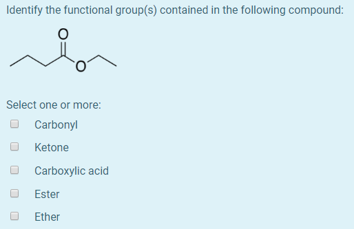 Solved Identify the functional group(s) contained in the | Chegg.com