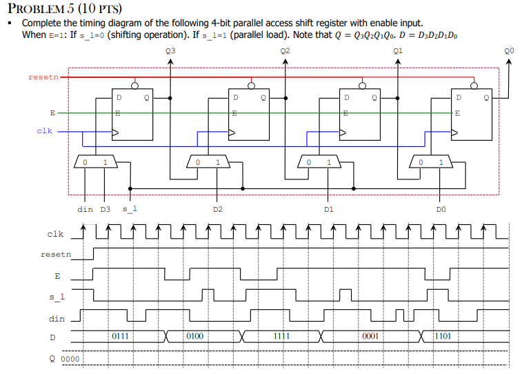 Solved PROBLEM 5 (10 PTS)Complete the timing diagram of ﻿the | Chegg.com