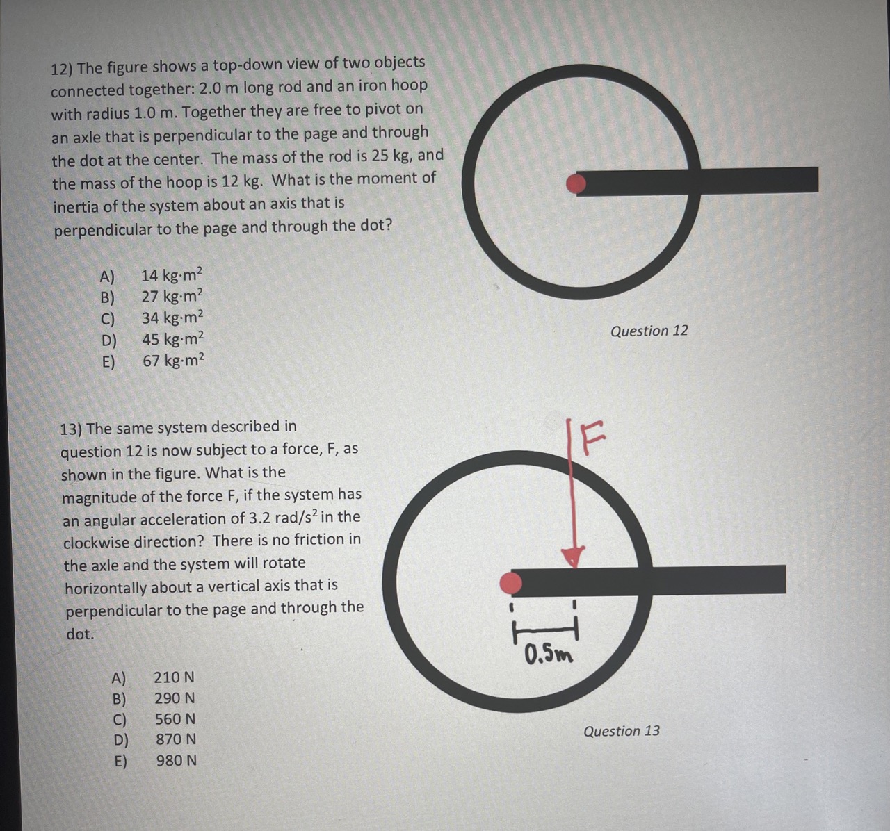 Solved 12) The figure shows a top-down view of two objects | Chegg.com
