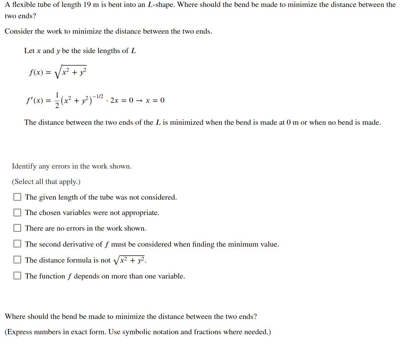Solved The distance between the two ends of the L is | Chegg.com