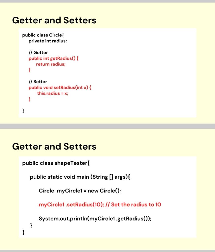 Solved Creating a Class public class Circle\{ int radius | Chegg.com