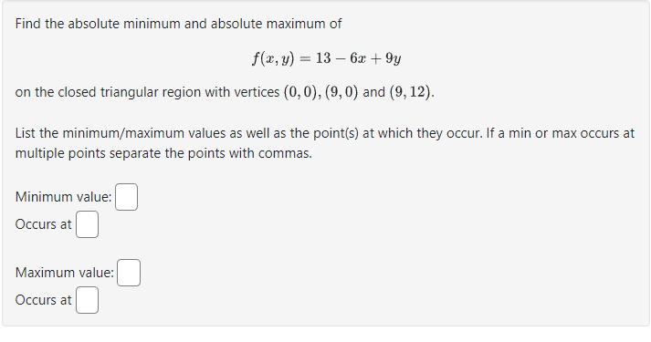 Solved Find the absolute minimum and absolute maximum of | Chegg.com