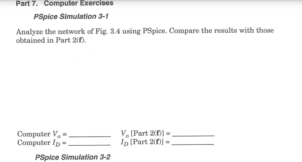 Solved Part 7. Computer Exercises PSpice Simulation 3-1 | Chegg.com