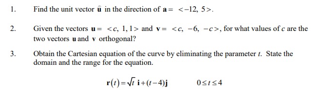 Solved 1. Find the unit vector u in the direction of a= | Chegg.com