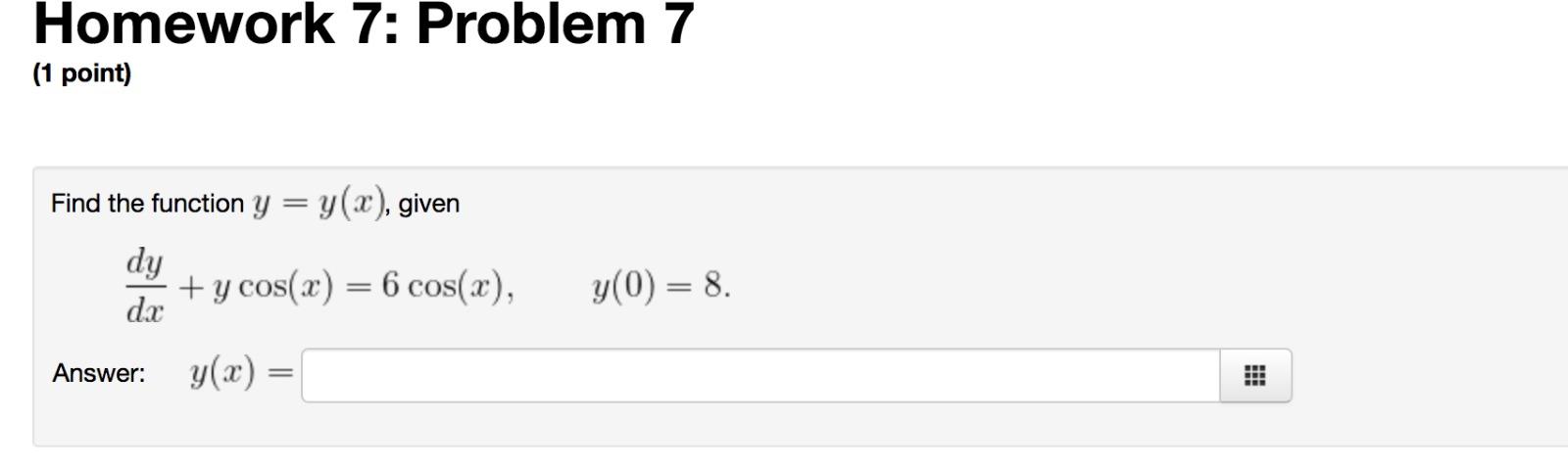 Solved Homework 7 Problem 7 1 Point Find The Function Y