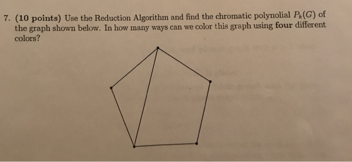 Solved use the reduction algorithm and find the chromatic | Chegg.com