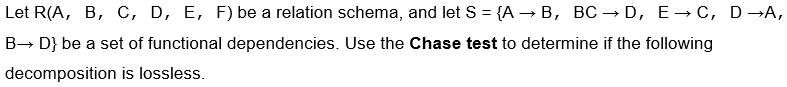 Solved Let R(A,B,C,D,E,F) be a relation schema, and let | Chegg.com