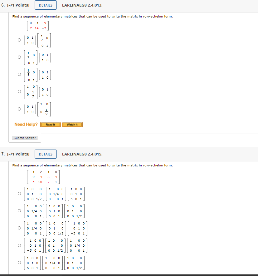 Solved 6. [-/1 Points] DETAILS LARLINALG8 2.4.013. Find a | Chegg.com