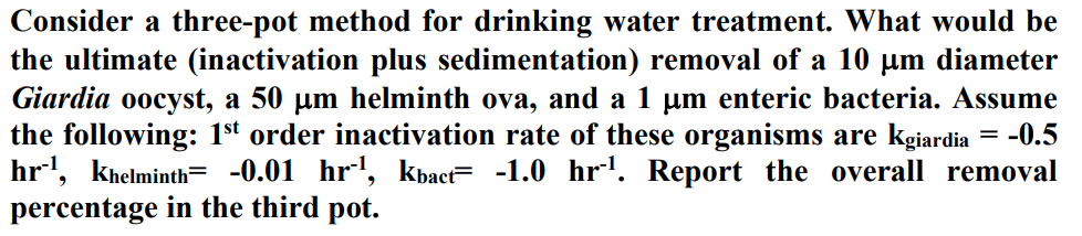 Consider a three-pot method for drinking water | Chegg.com