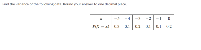 Solved Find the variance of the following data. Round your | Chegg.com