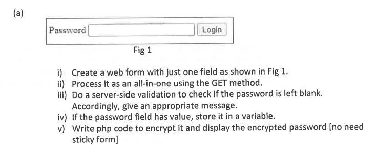 i) Create a web form with just one field as shown in | Chegg.com
