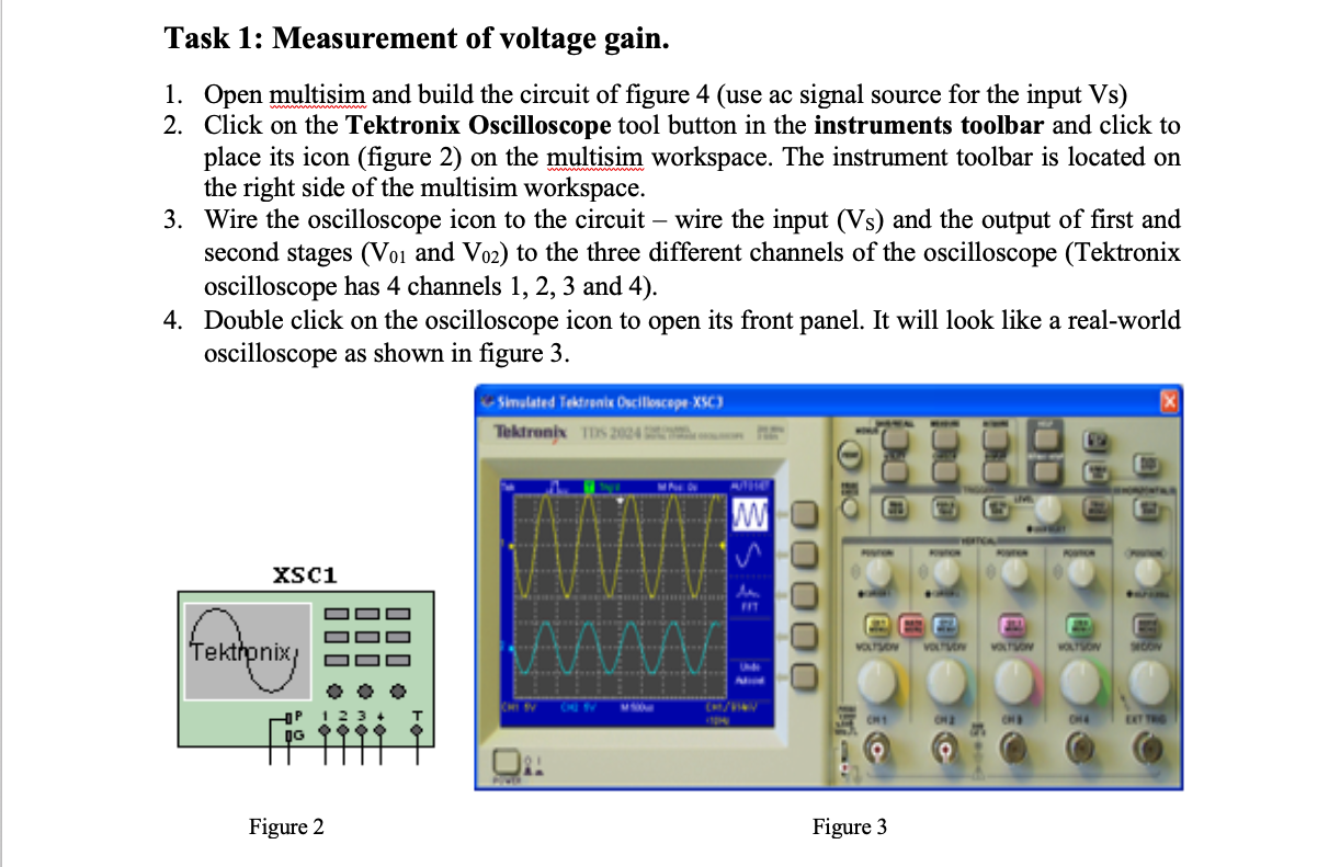 Solved Task 1: Measurement of voltage gain. 1. Open multisim | Chegg.com